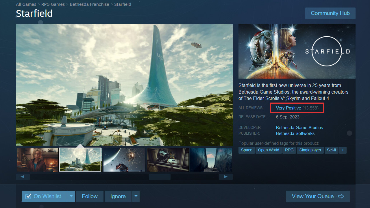 Starfield receives very positive reviews on Steam despite launch ...